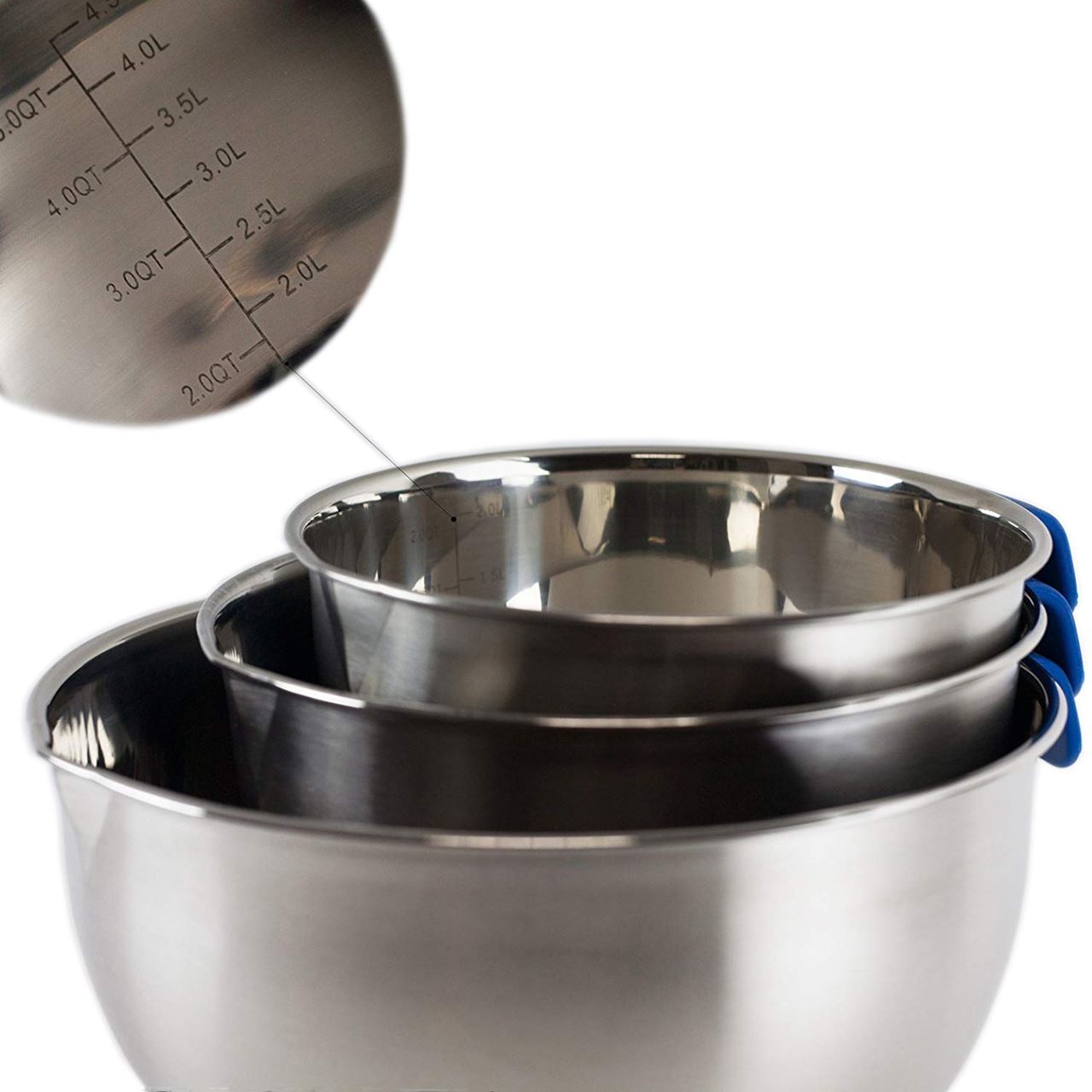 Huji Home Products. HUJI 3 Piece Stainless Steel Mixing Bowls Set w ...